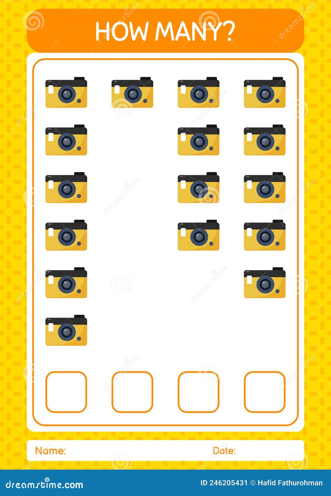 How Many Counting Game with Camera. Worksheet for Preschool Kids, Kids ...