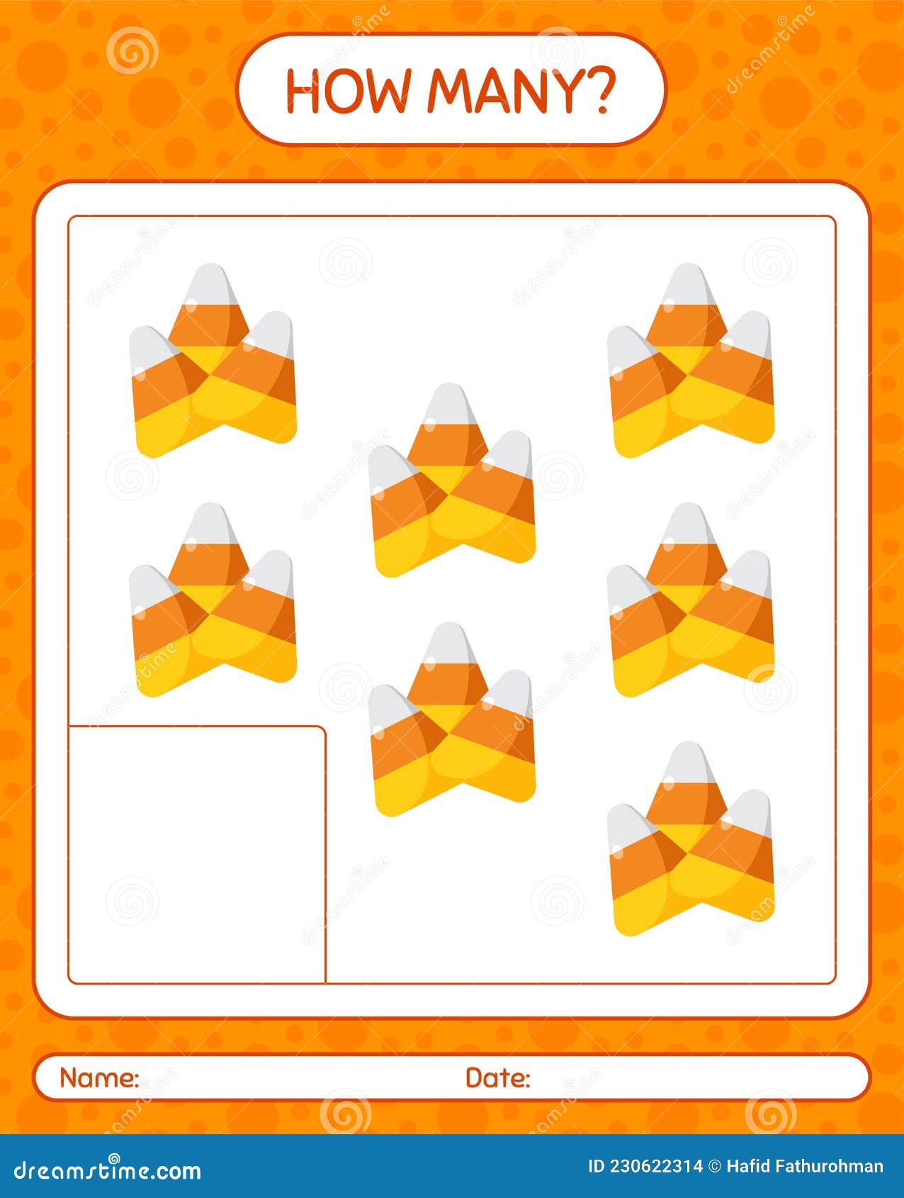 How Many Counting Game with Candy Corn. Worksheet for Preschool Kids ...