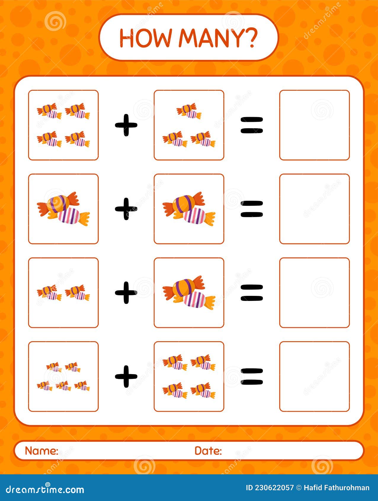 How Many Counting Game with Candy. Worksheet for Preschool Kids, Kids ...