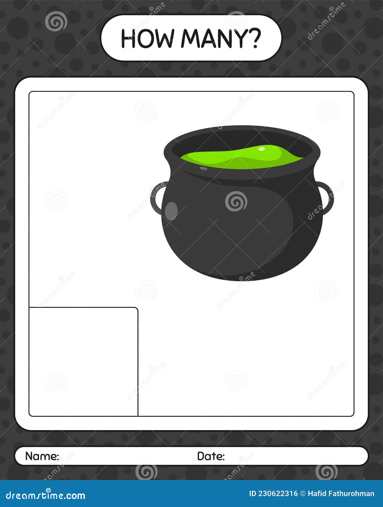 How Many Counting Game with Cauldron. Worksheet for Preschool Kids ...