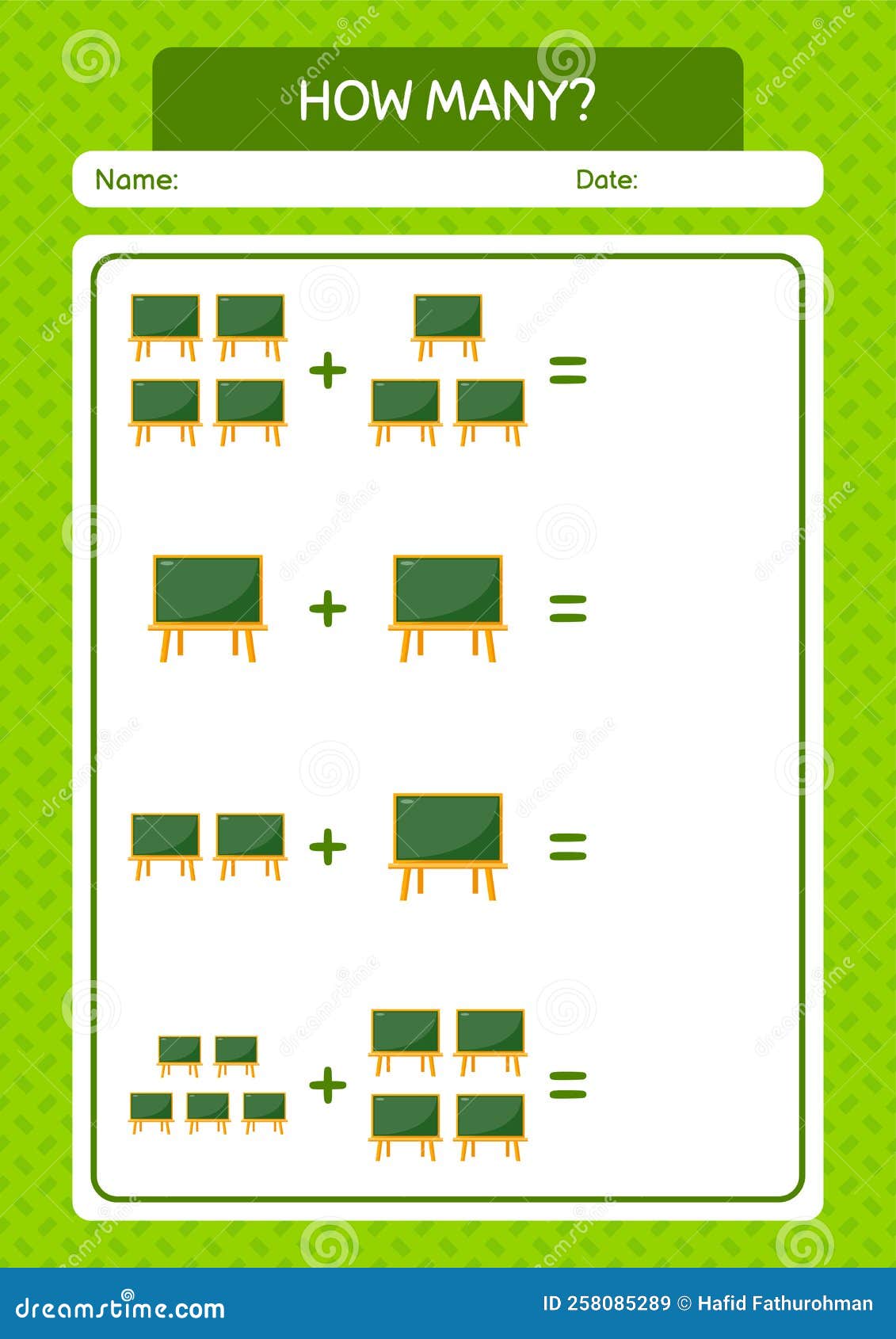 How Many Counting Game with Chalkboard. Worksheet for Preschool Kids ...