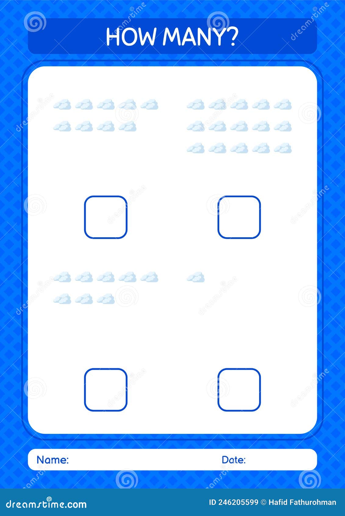 How Many Counting Game with Cloud. Worksheet for Preschool Kids, Kids ...