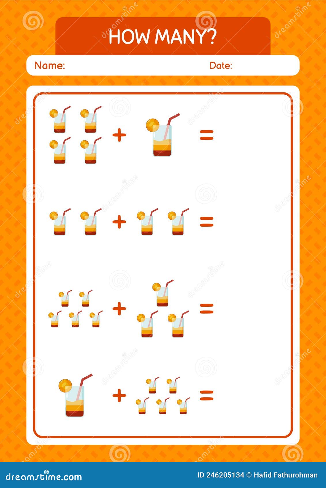 How Many Counting Game with Cocktail. Worksheet for Preschool Kids ...
