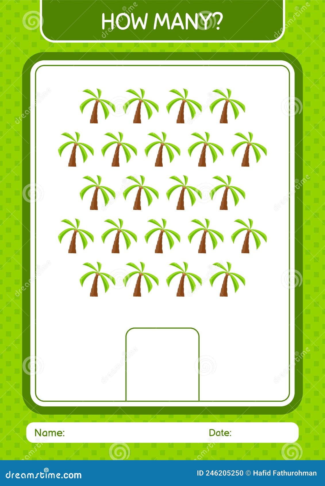 How Many Counting Game with Coconut Tree. Worksheet for Preschool Kids ...