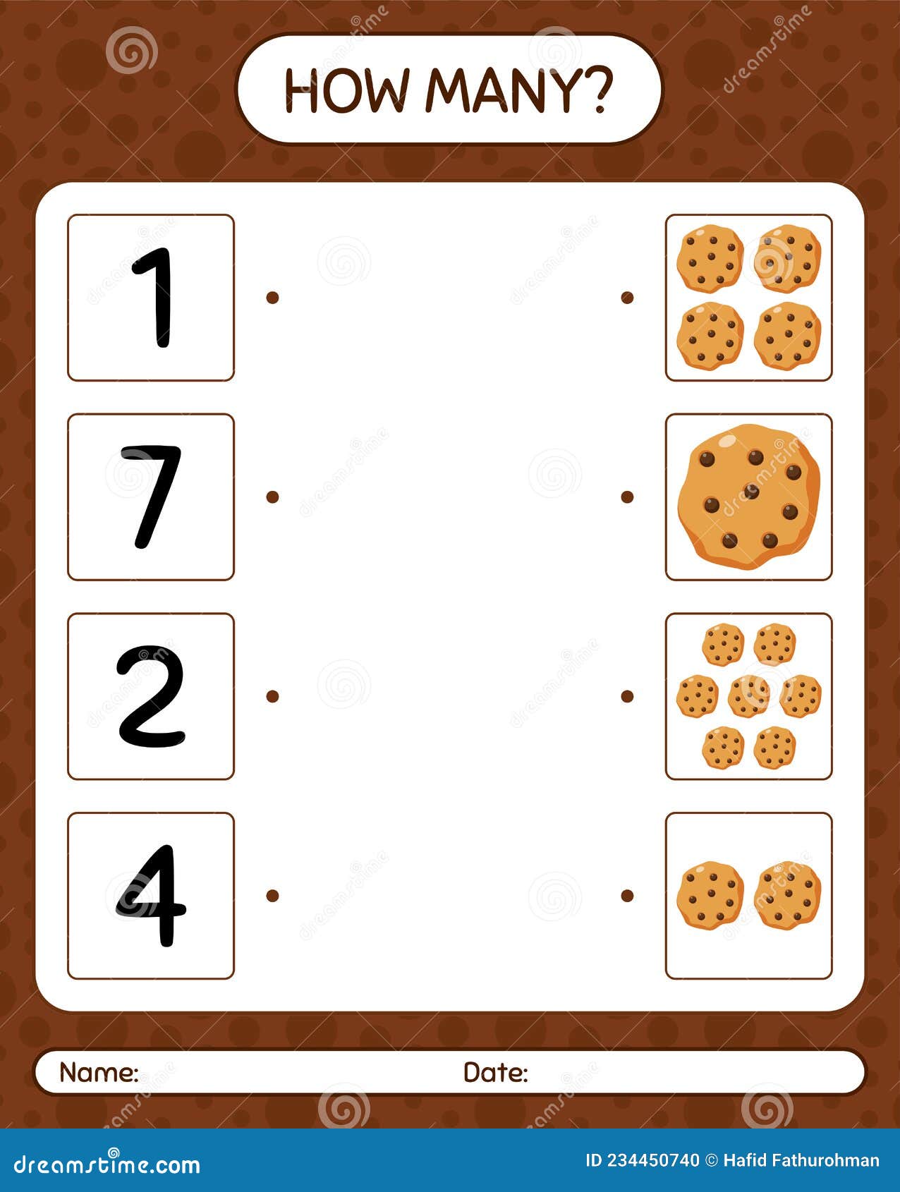How Many Counting Game with Cookie. Worksheet for Preschool Kids, Kids ...
