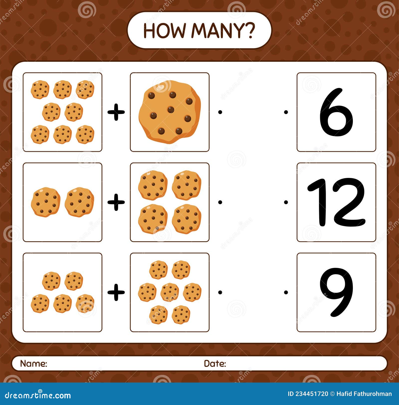 How Many Counting Game with Cookie. Worksheet for Preschool Kids, Kids ...