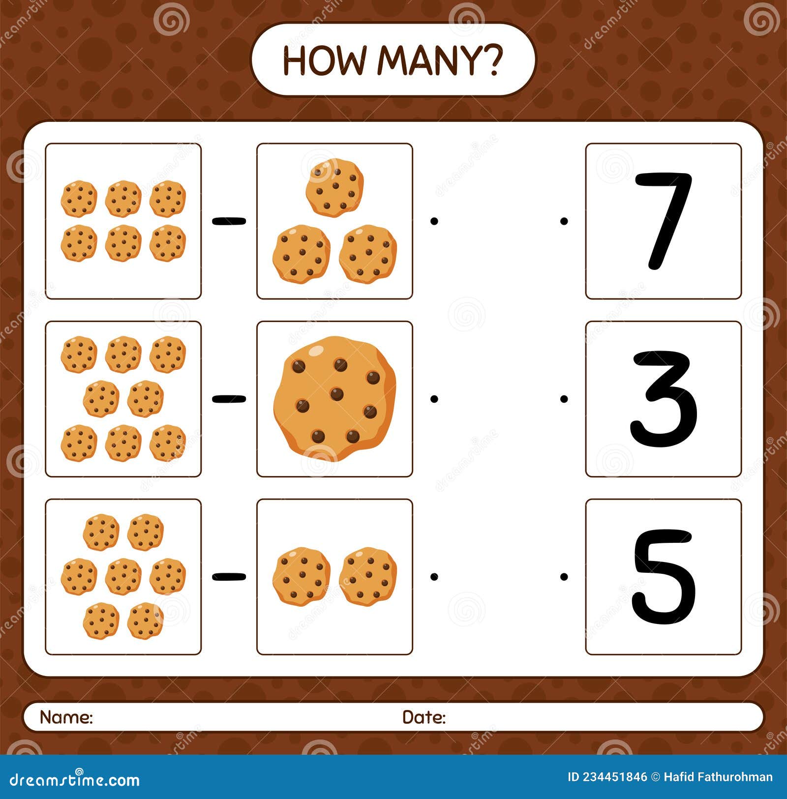 How Many Counting Game with Cookie. Worksheet for Preschool Kids, Kids ...