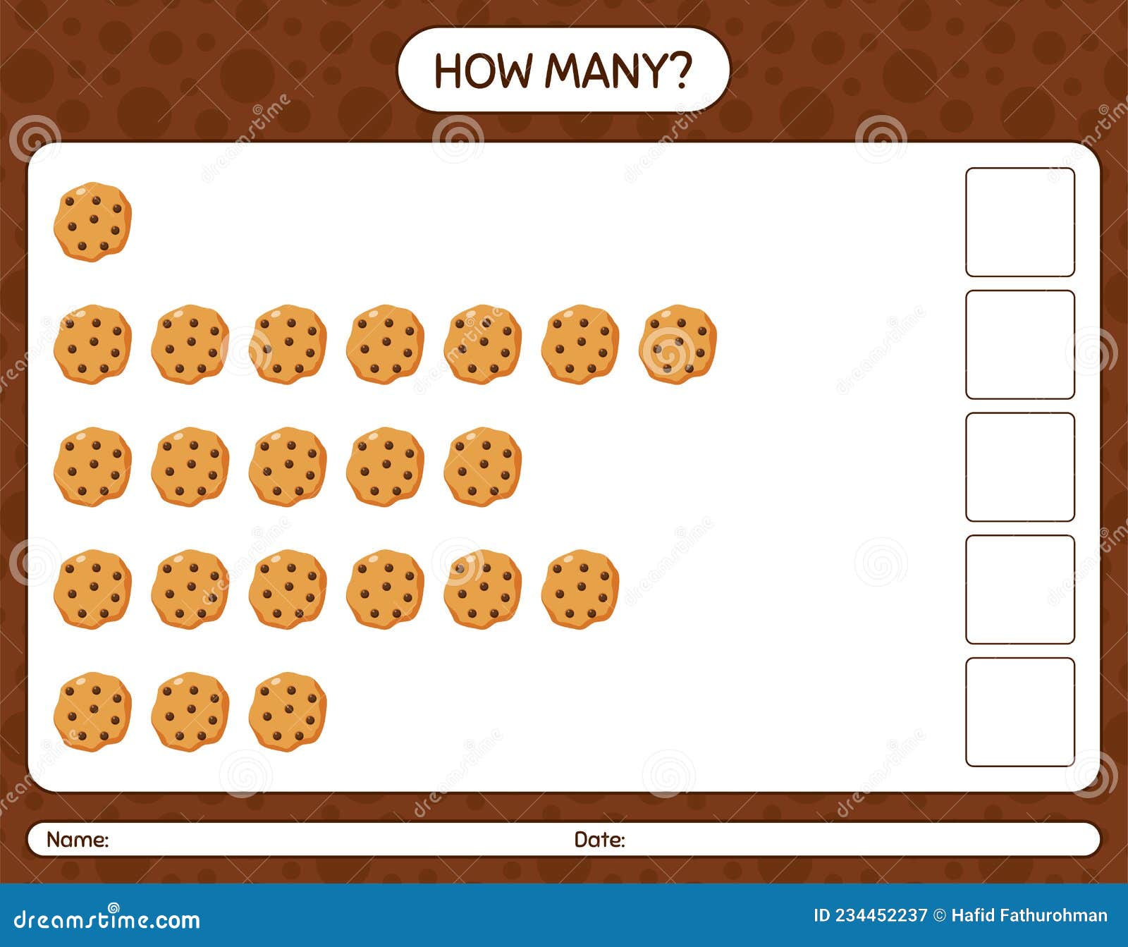 How Many Counting Game with Cookie. Worksheet for Preschool Kids, Kids ...