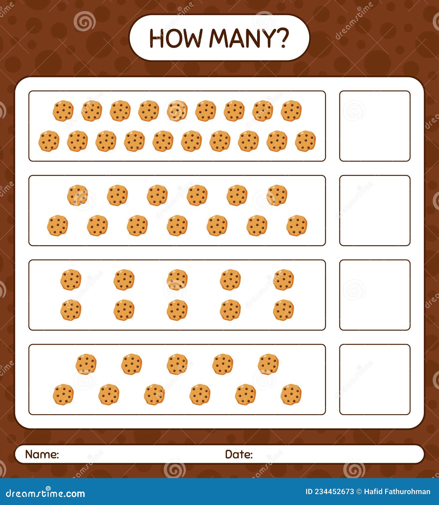 How Many Counting Game with Cookie. Worksheet for Preschool Kids, Kids ...
