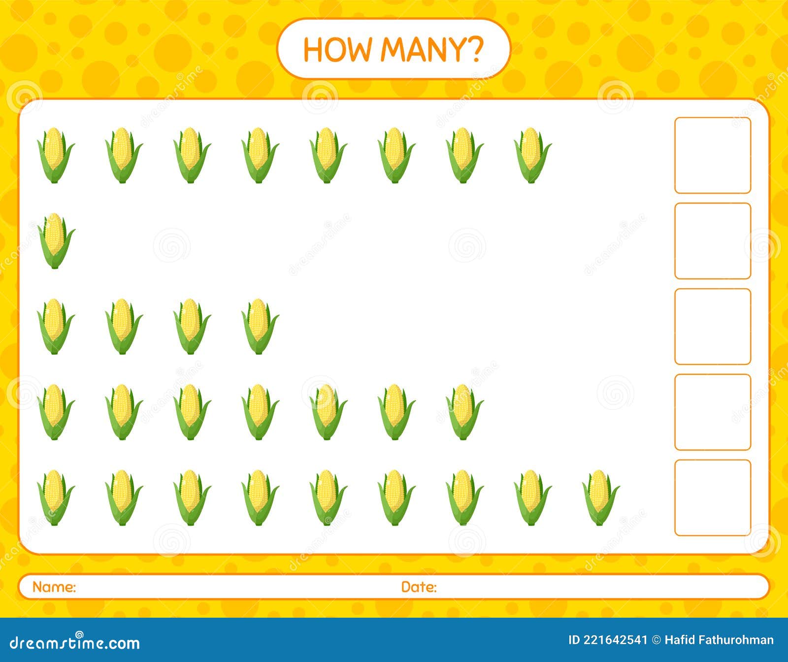 How Many Counting Game with Corn. Worksheet for Preschool Kids, Kids ...