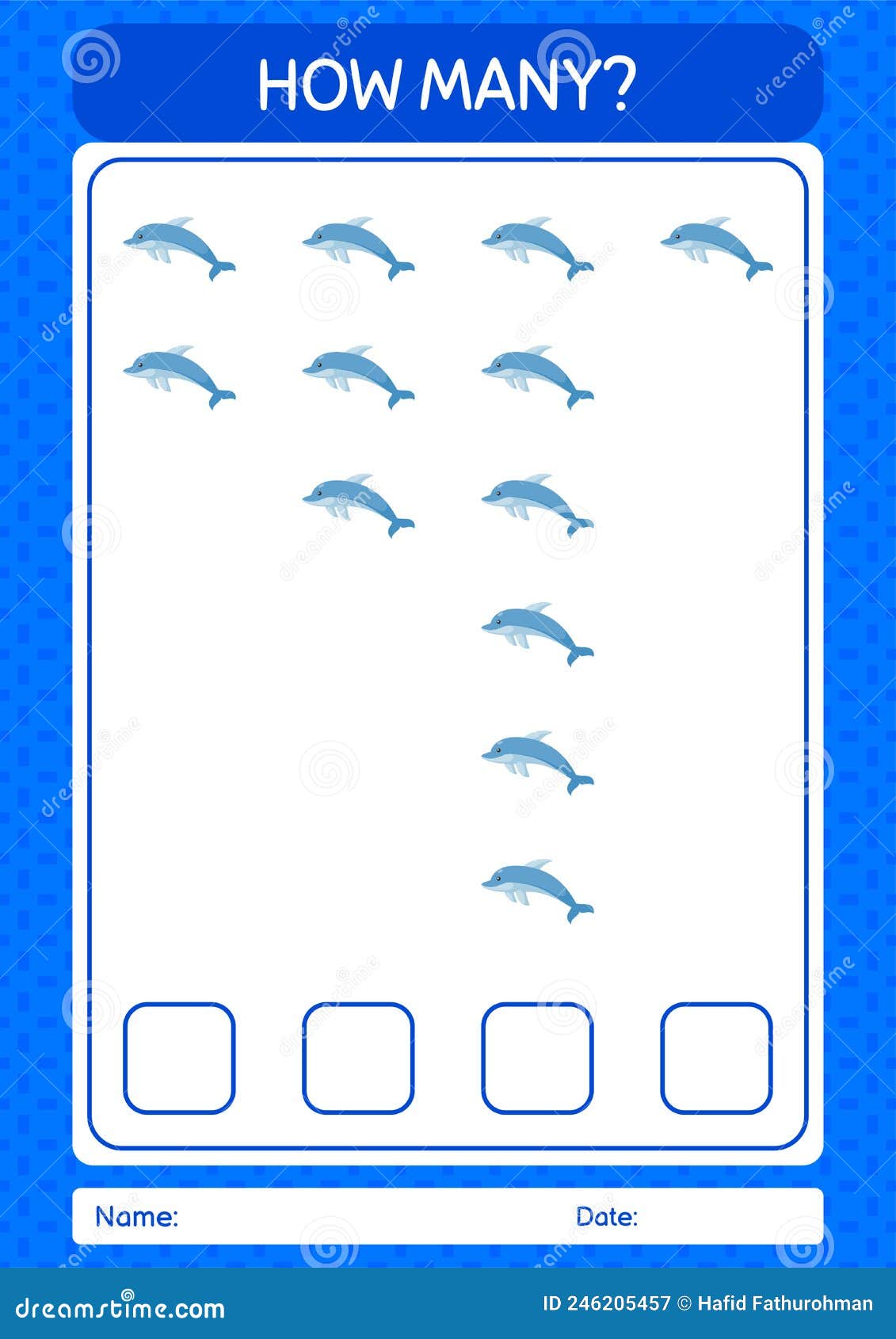 How Many Counting Game with Dolphin. Worksheet for Preschool Kids, Kids ...