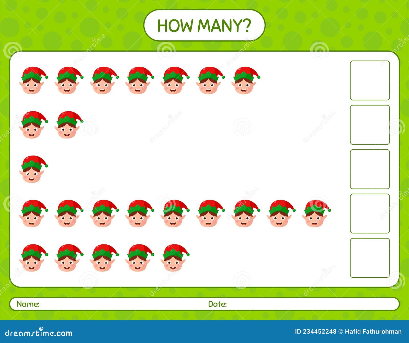 How Many Counting Game with Elf. Worksheet for Preschool Kids, Kids ...