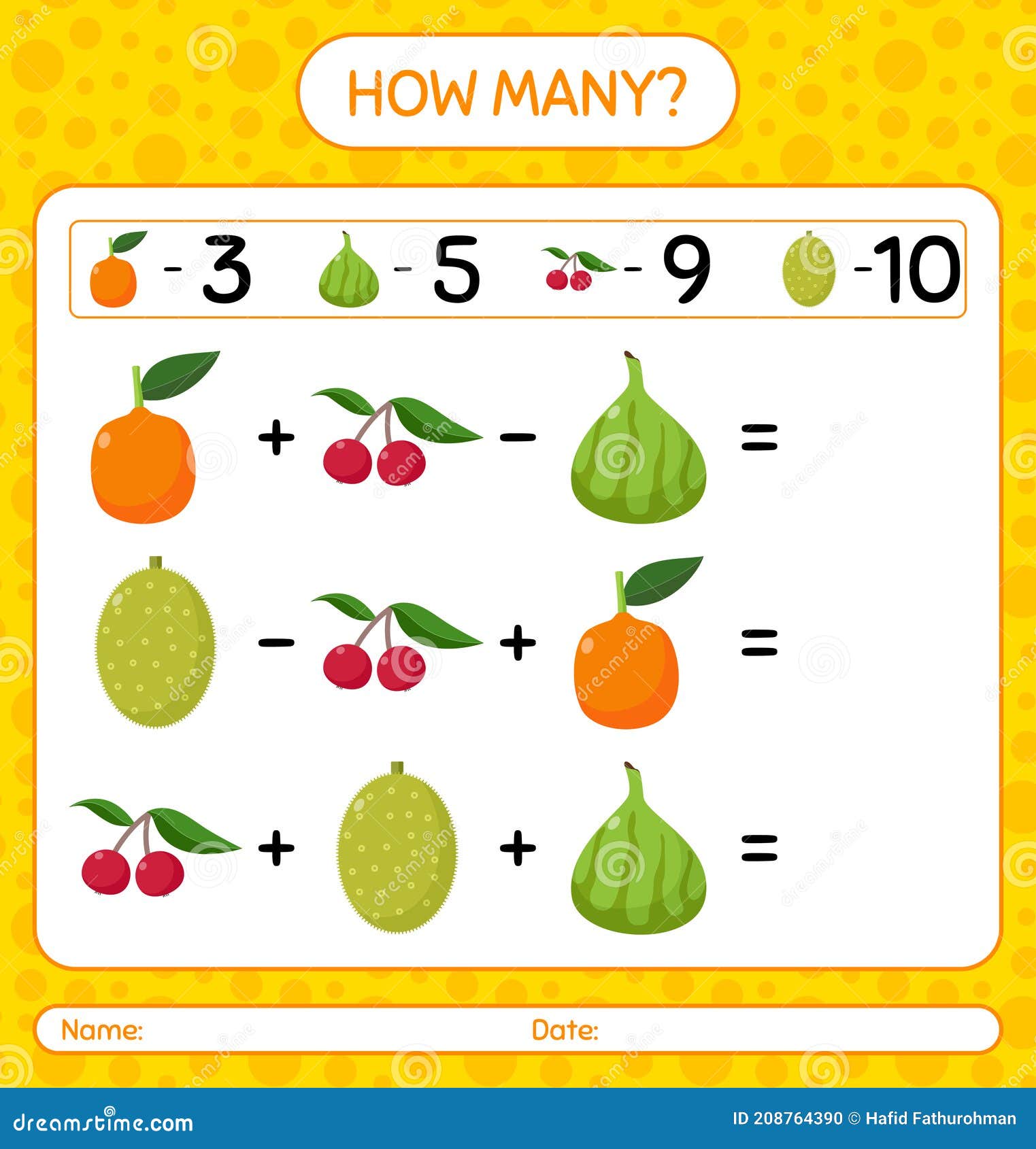 How Many Counting Game with Fruit. Worksheet for Preschool Kids Stock ...