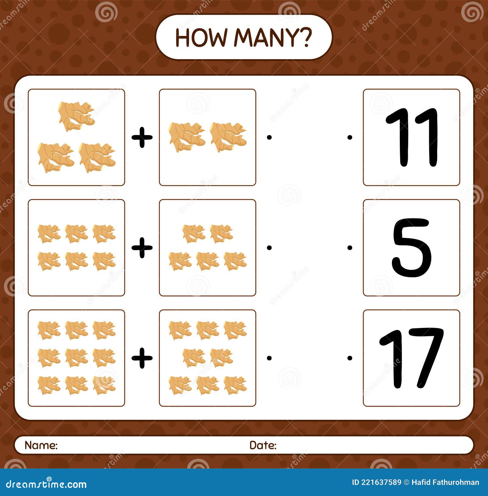 How Many Counting Game With Ginger. Worksheet For Preschool Kids, Kids ...