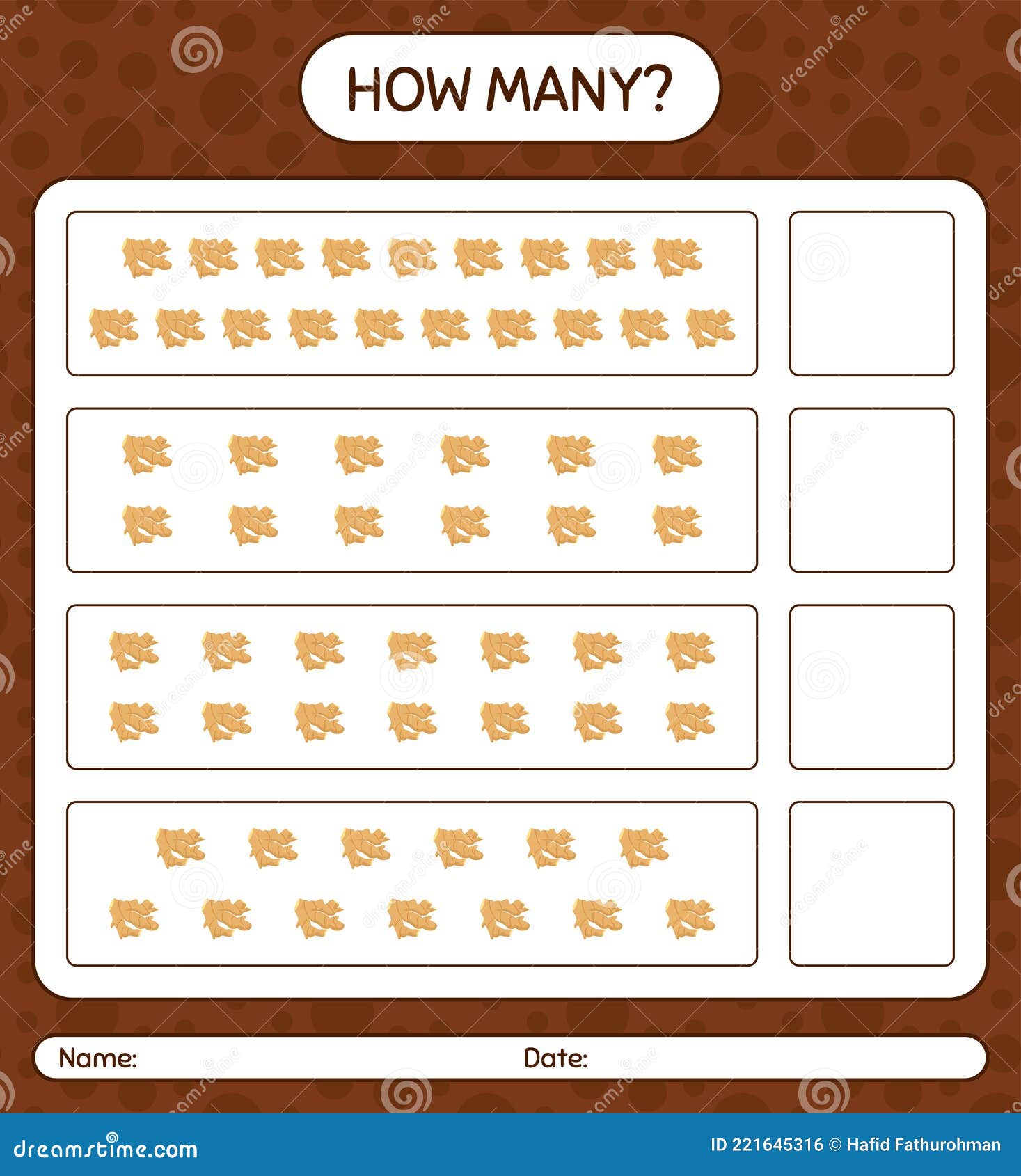How Many Counting Game With Ginger. Worksheet For Preschool Kids, Kids ...