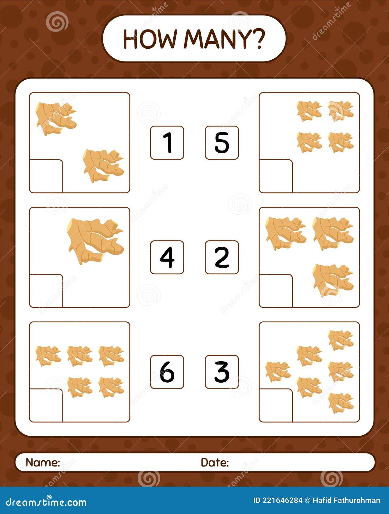 How Many Counting Game With Ginger. Worksheet For Preschool Kids, Kids ...