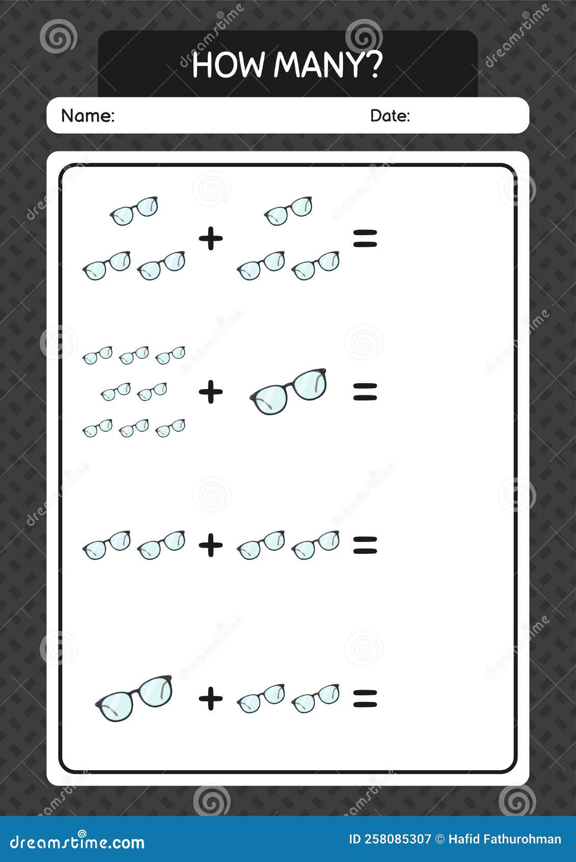 How Many Counting Game with Glasses. Worksheet for Preschool Kids, Kids ...