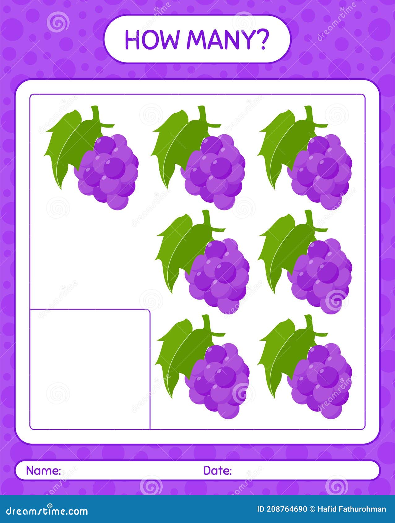 How Many Counting Game with Grape. Worksheet for Preschool Kids Stock ...