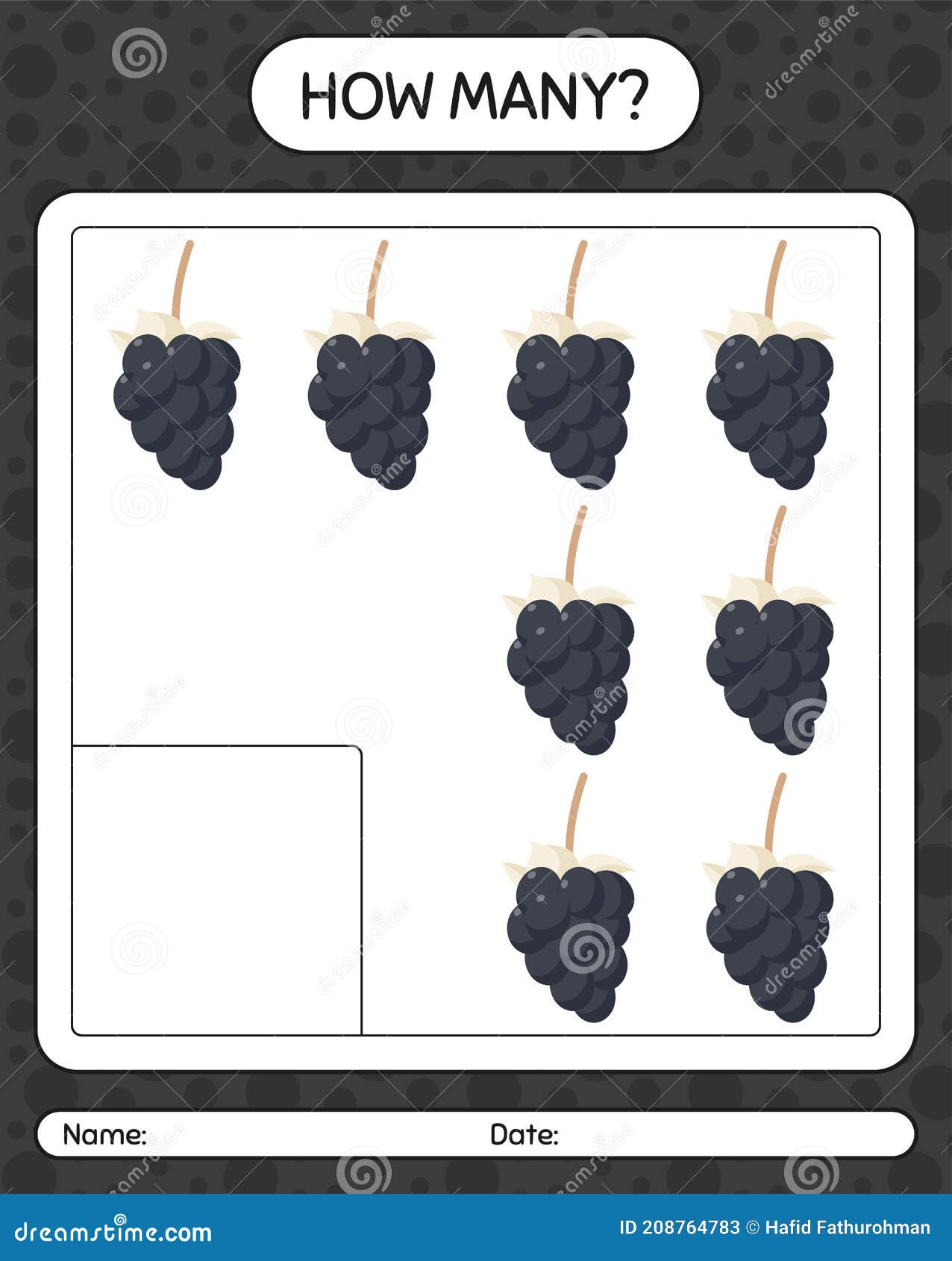 How Many Counting Game with Grape. Worksheet for Preschool Kids Stock ...