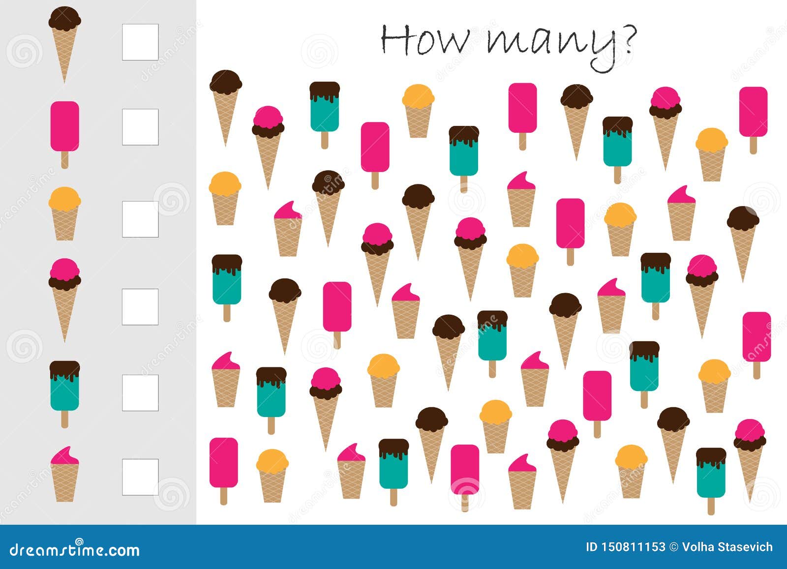 How Many Counting Game with Ice Cream for Kids, Educational Maths Task ...