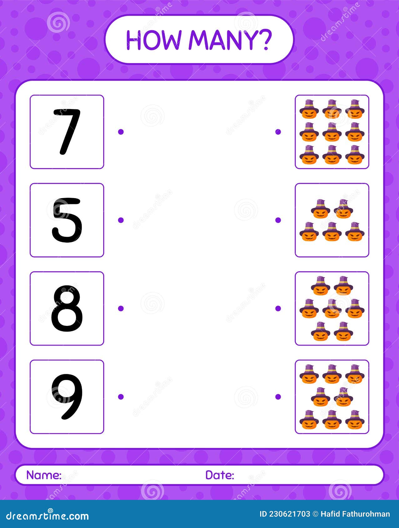 How Many Counting Game with Jack O` Lantern. Worksheet for Preschool ...