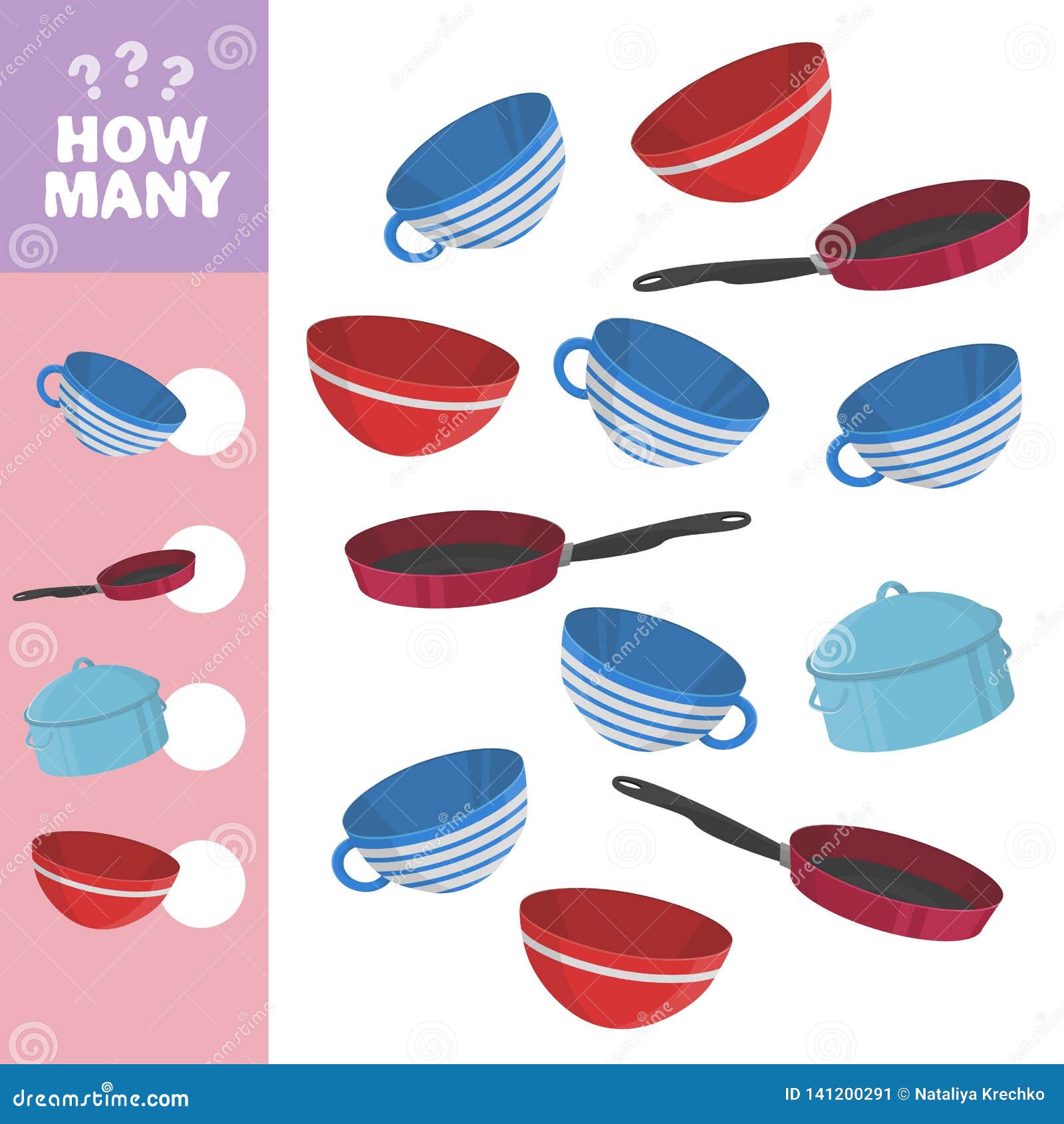 How Many Counting Game with Kitchen Pictures for Kids, Educational ...