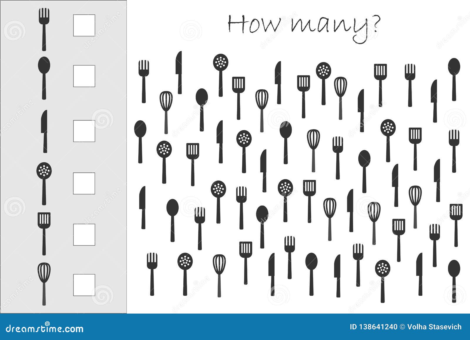 How Many Counting Game with Kitchen Tools for Kids, Educational Maths ...