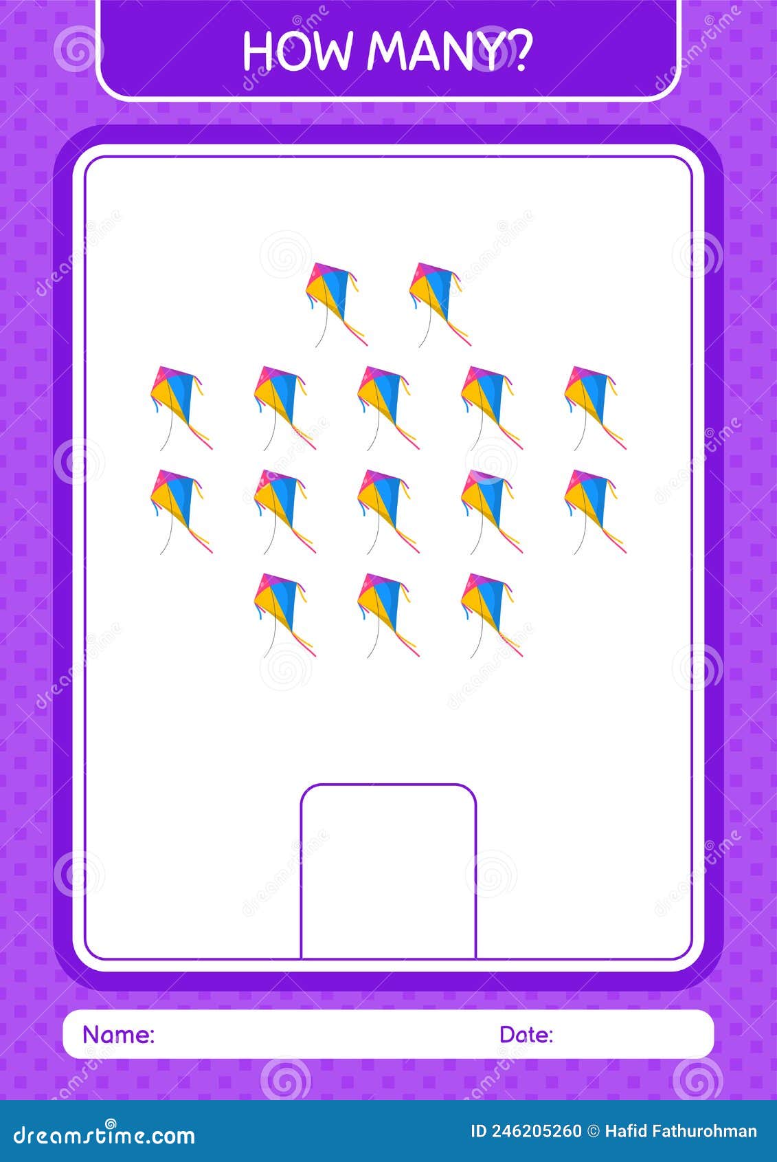 How Many Counting Game with Kite. Worksheet for Preschool Kids, Kids ...