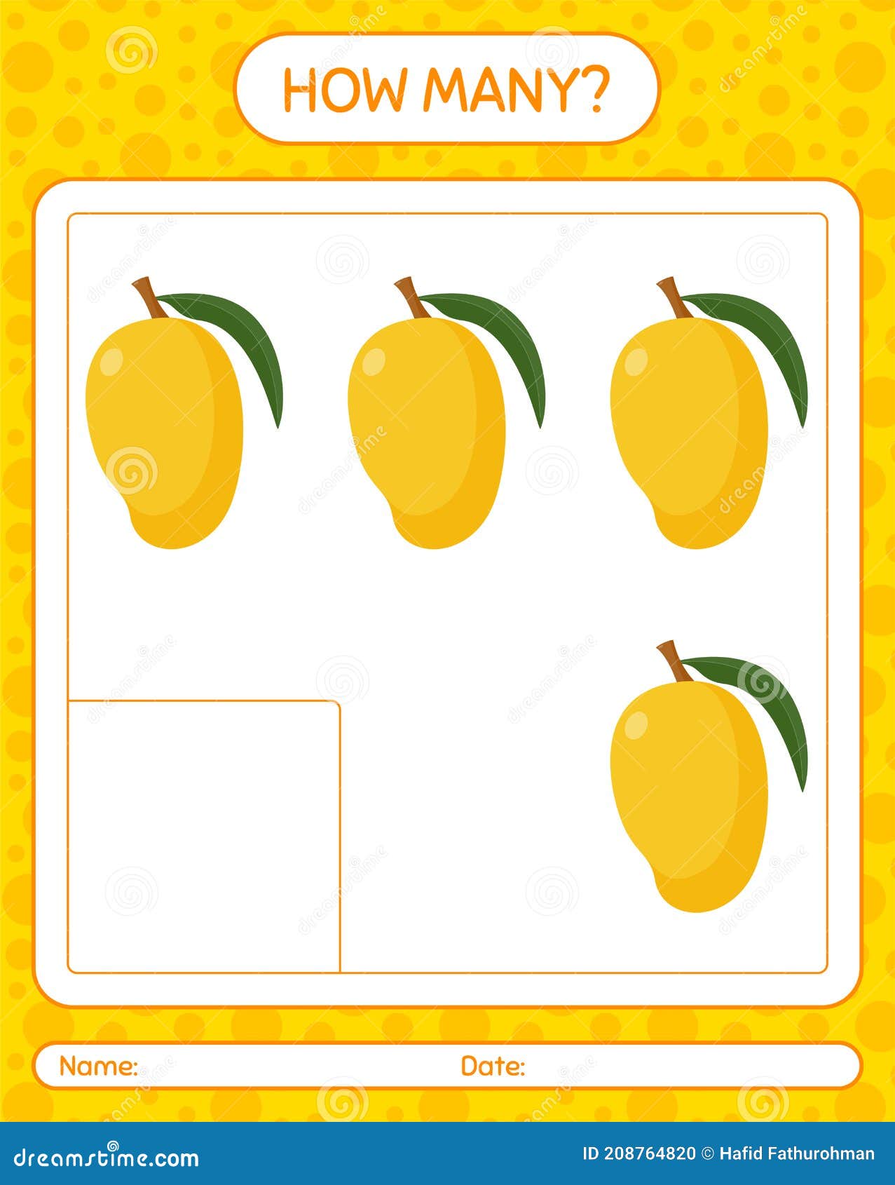 How Many Counting Game with Mango. Worksheet for Preschool Kids Stock ...