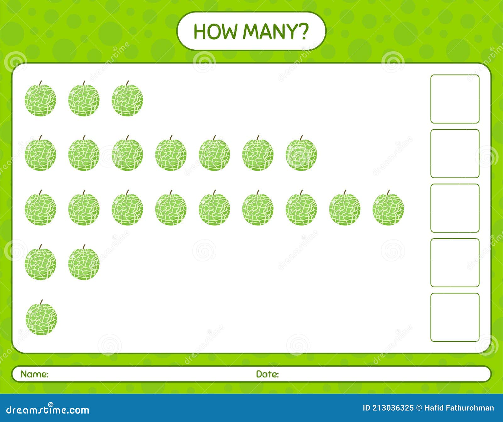 How Many Counting Game with Melon Worksheet for Preschool Kids Stock ...