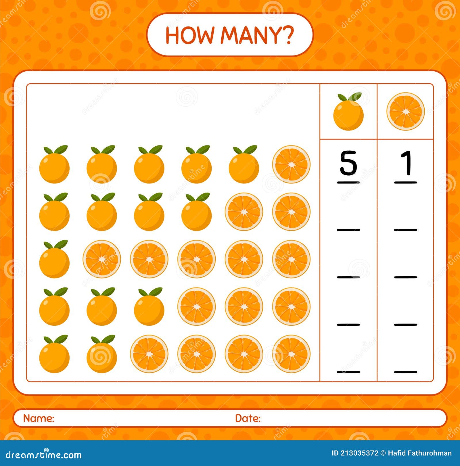 How Many Counting Game with Fruit. Worksheet for Preschool Kids Stock ...