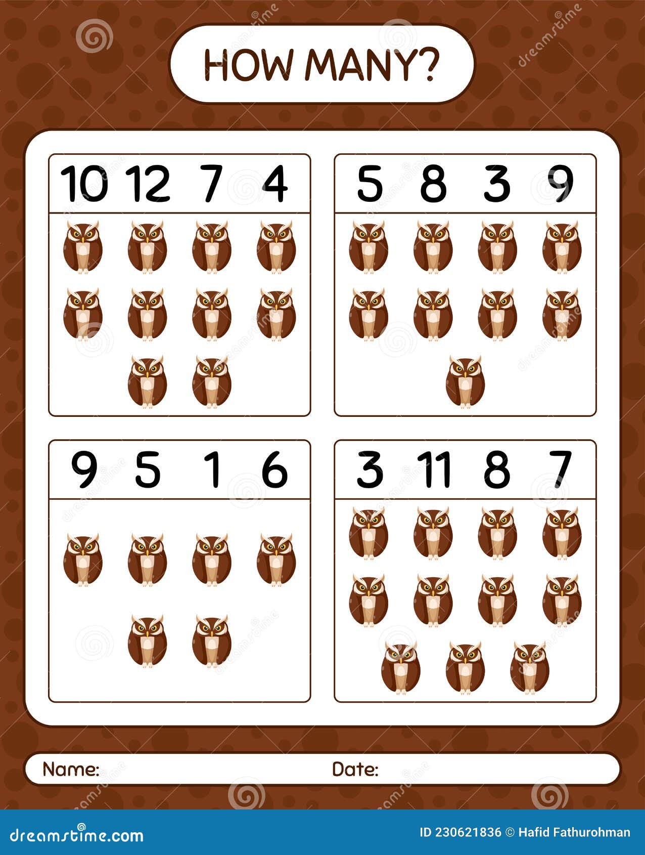 How Many Counting Game with Owl. Worksheet for Preschool Kids, Kids ...