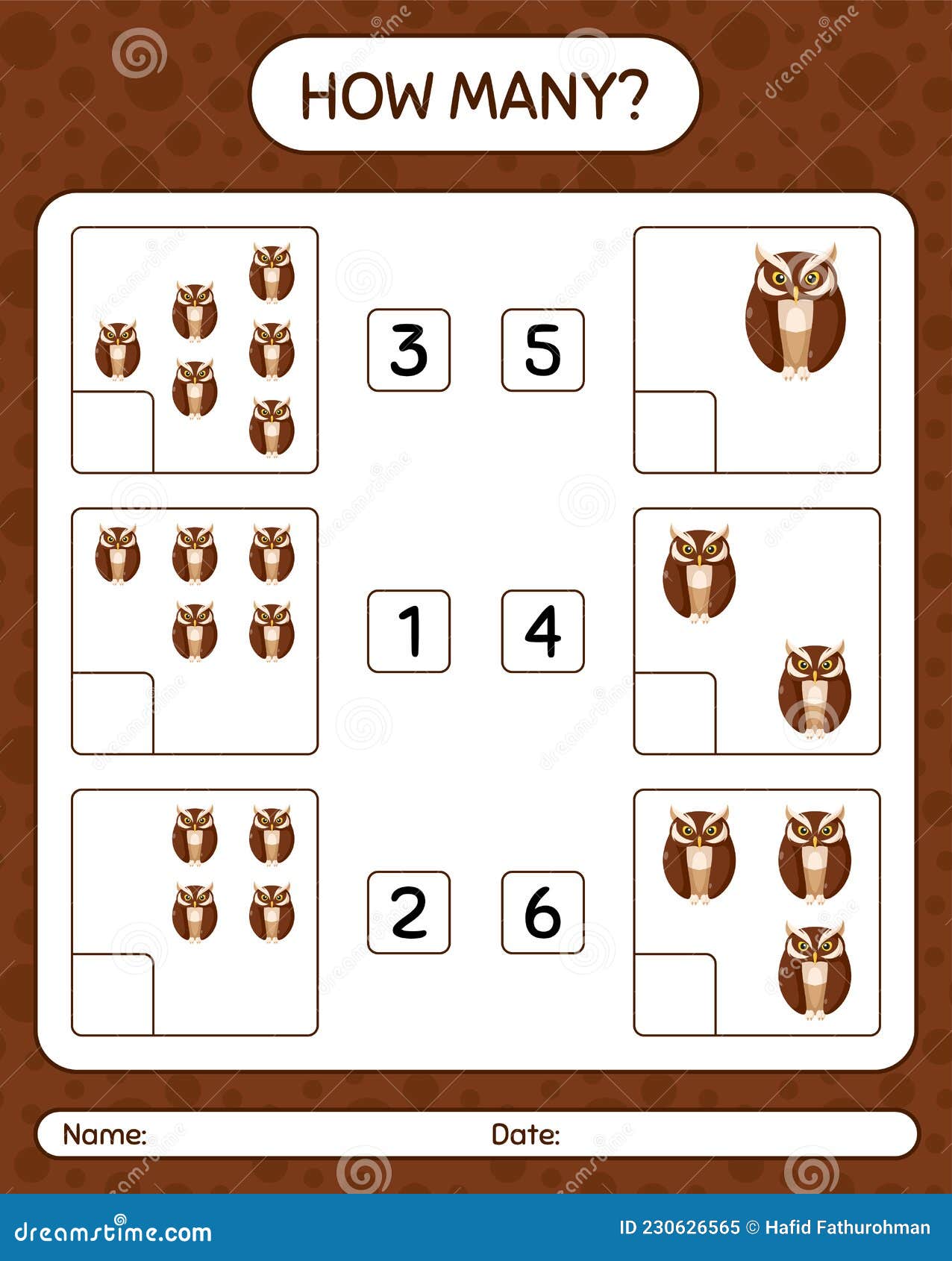 How Many Counting Game with Owl. Worksheet for Preschool Kids, Kids ...