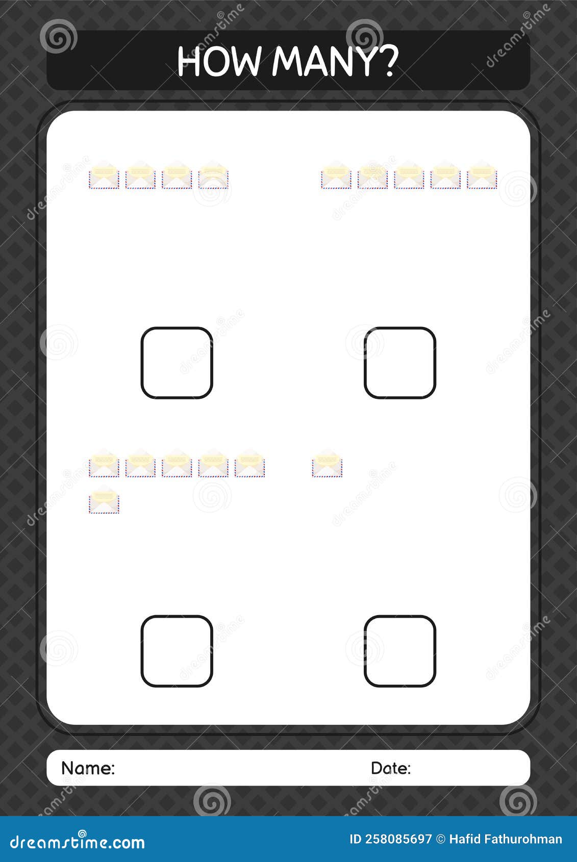 How Many Counting Game with Paper Mail. Worksheet for Preschool Kids ...