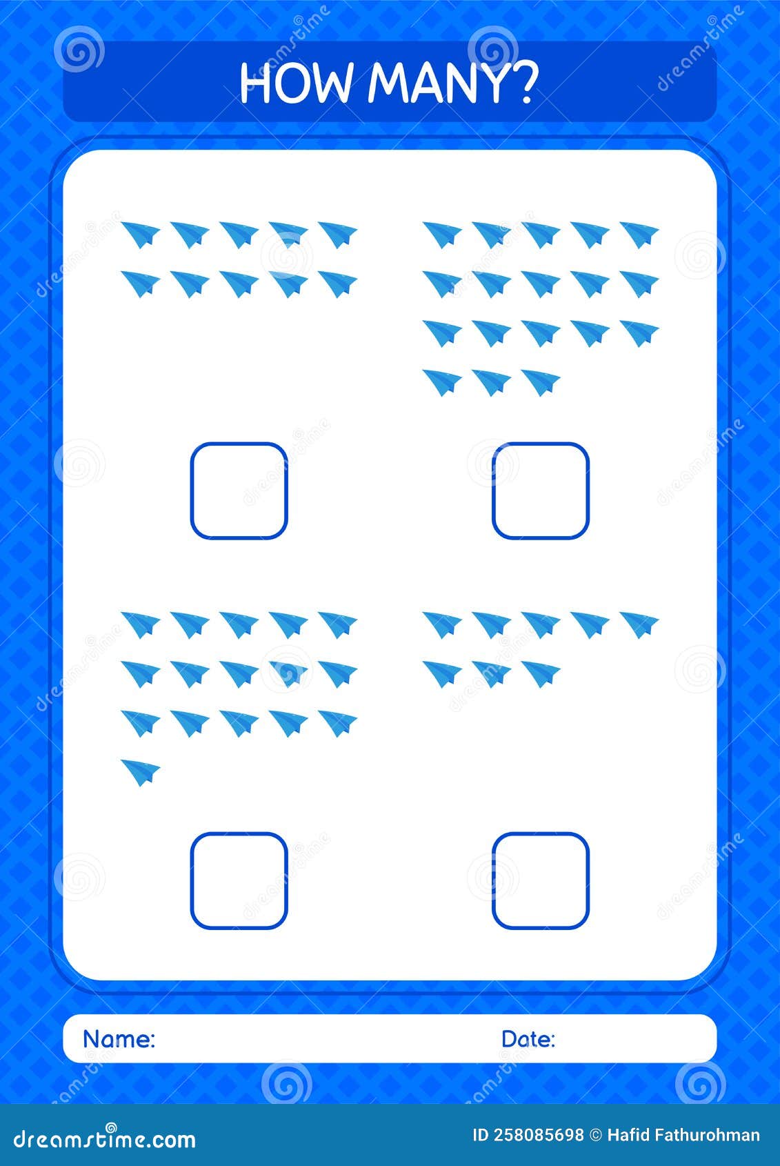 How Many Counting Game with Paper Plane. Worksheet for Preschool Kids ...