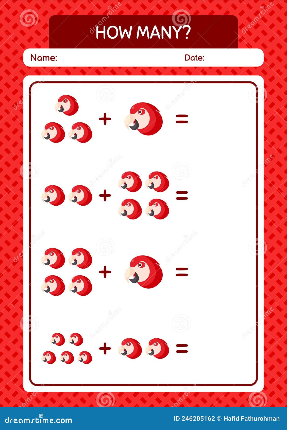 How Many Counting Game with Parrot. Worksheet for Preschool Kids, Kids ...