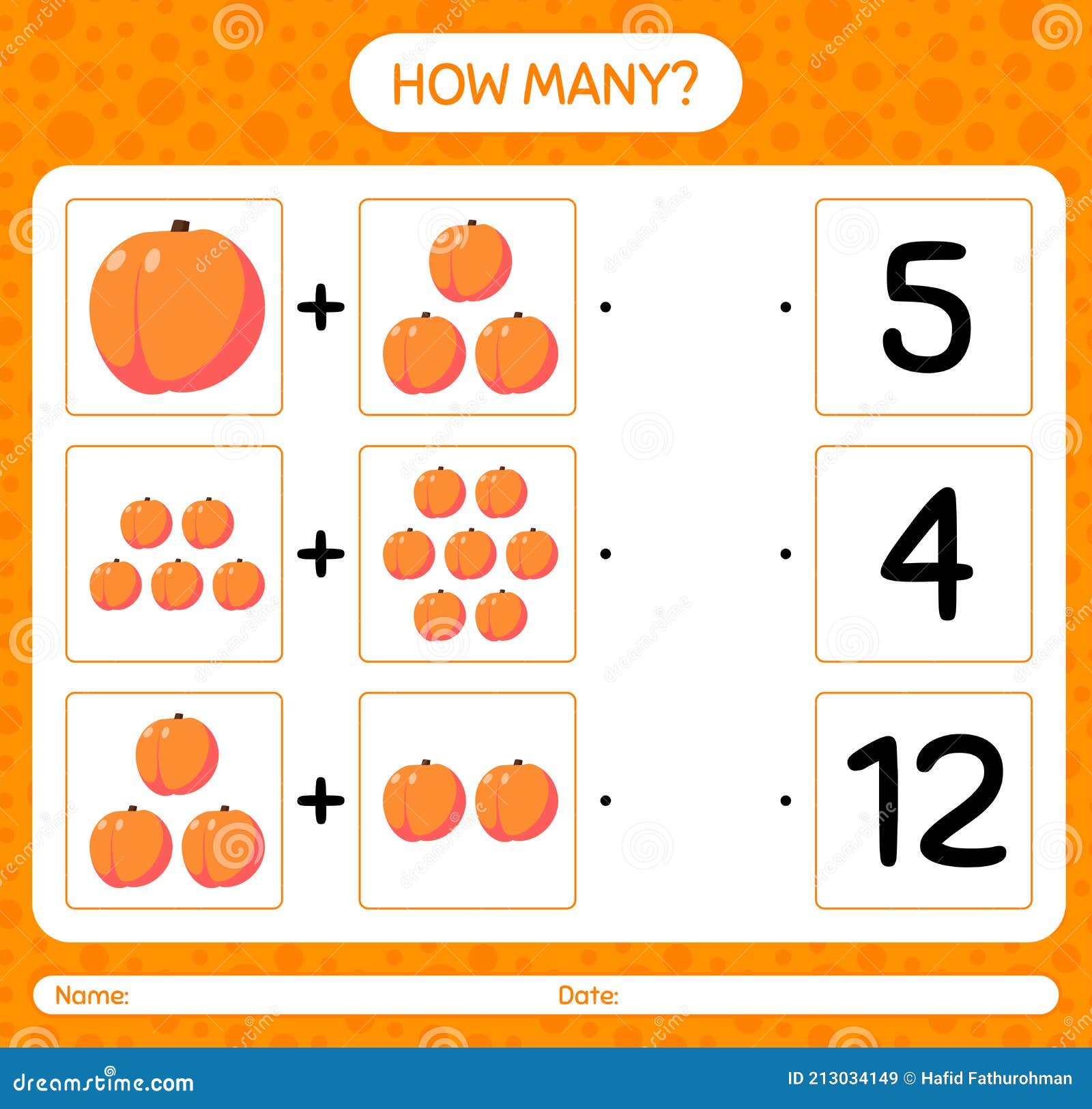 How Many Counting Game with Peach. Worksheet for Preschool Kids Stock ...