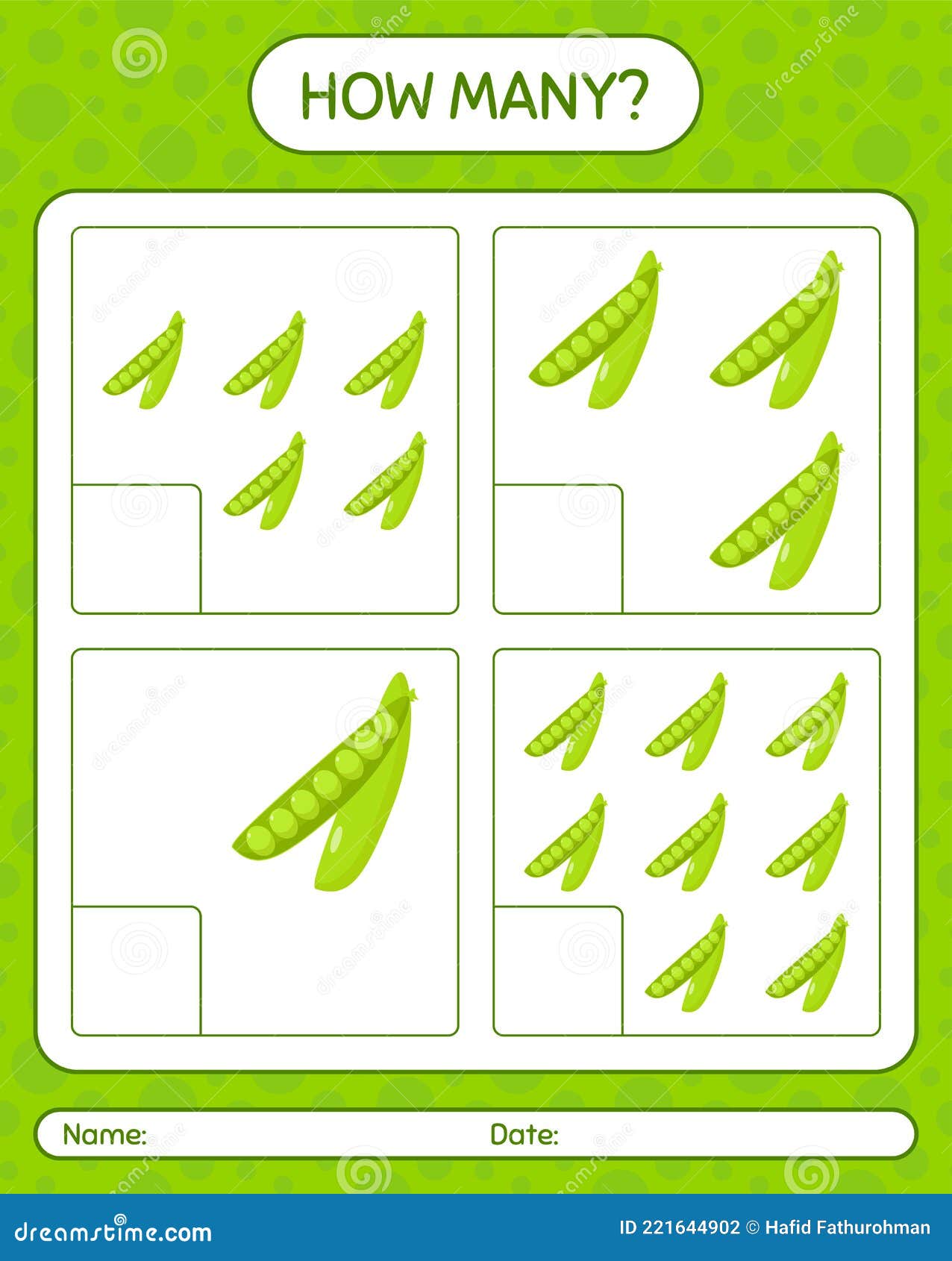 How Many Counting Game with Peas. Worksheet for Preschool Kids, Kids ...
