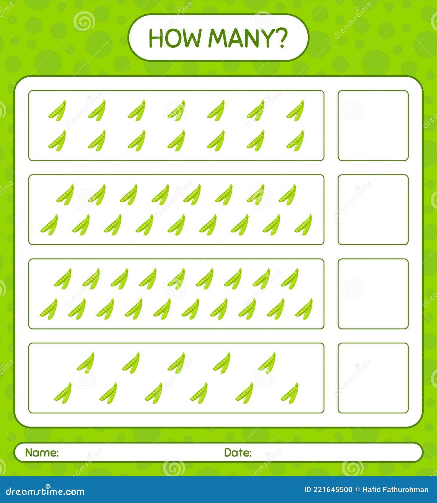How Many Counting Game with Peas. Worksheet for Preschool Kids, Kids ...
