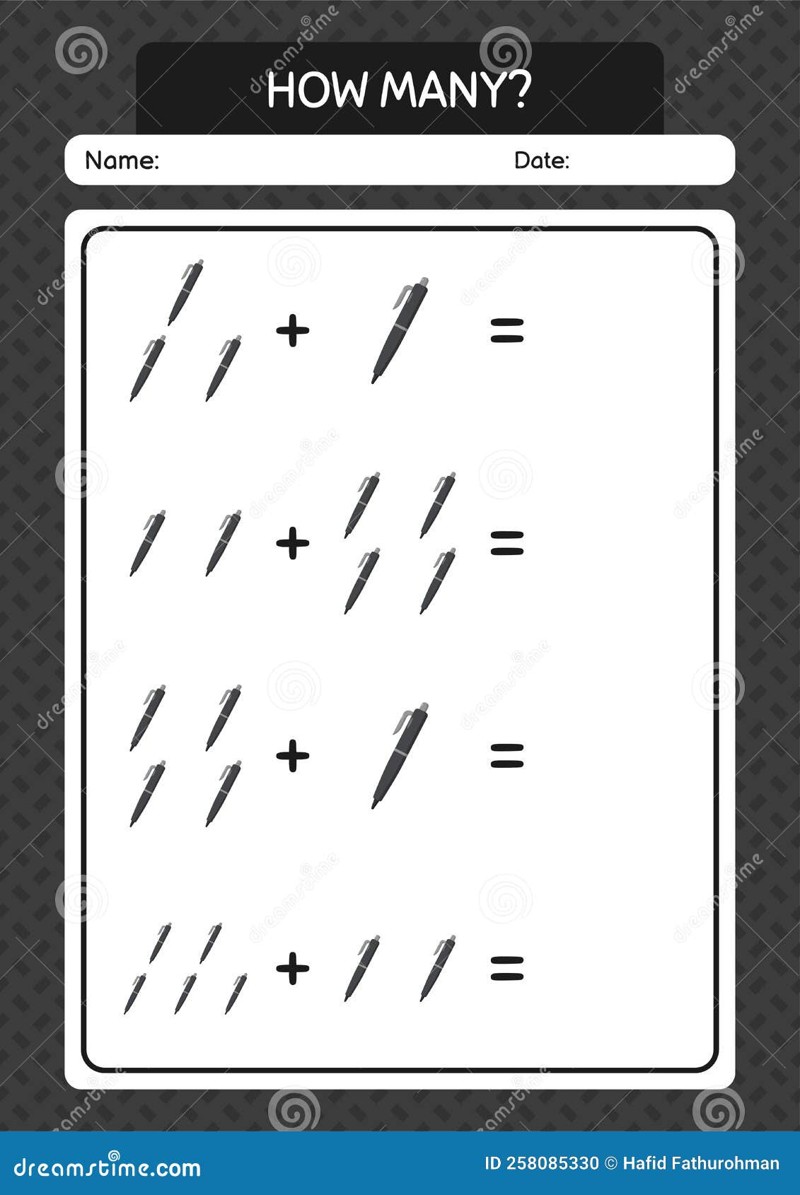 How Many Counting Game with Pen. Worksheet for Preschool Kids, Kids ...