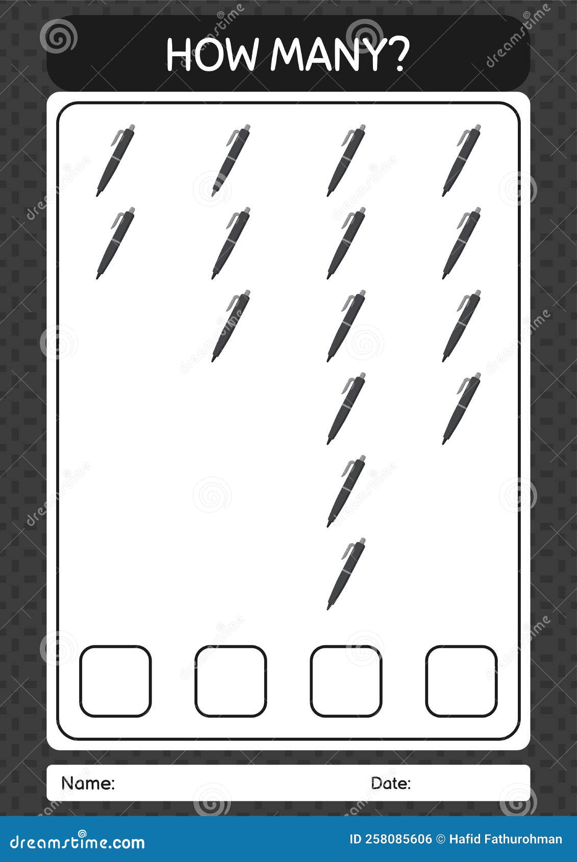 How Many Counting Game with Pen. Worksheet for Preschool Kids, Kids ...