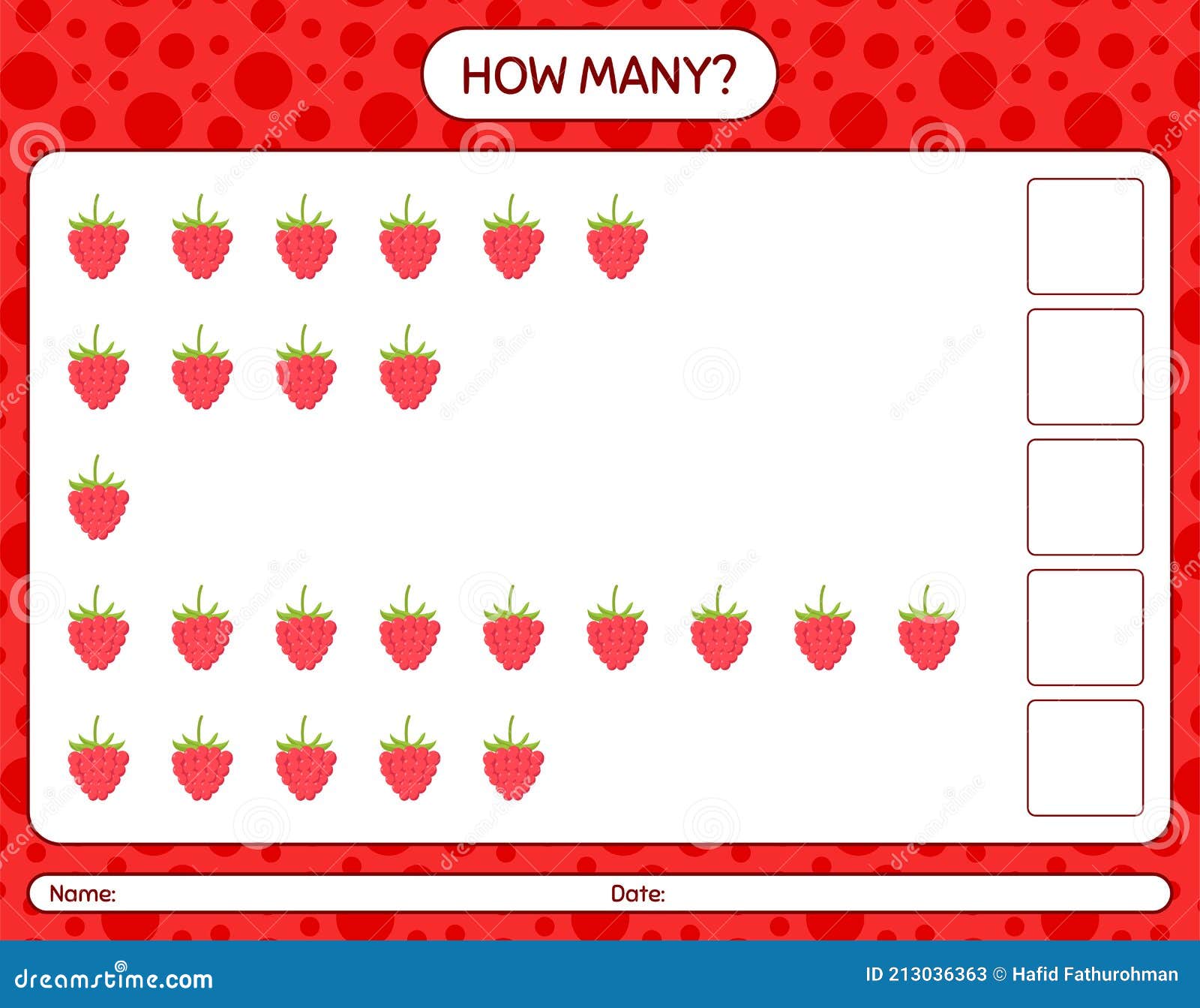 How Many Counting Game with Raspberry Worksheet for Preschool Kids ...