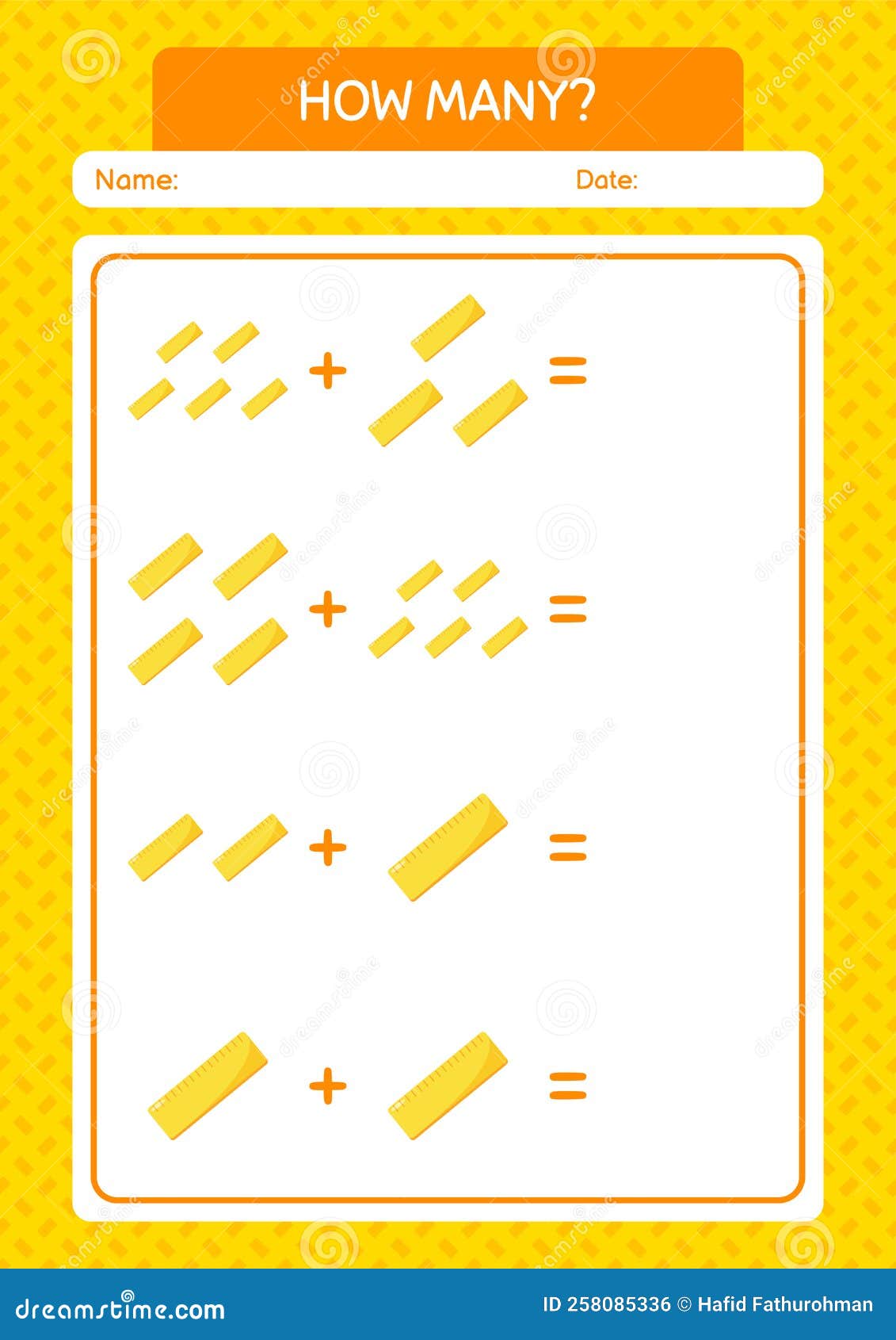 How Many Counting Game with Ruler. Worksheet for Preschool Kids, Kids ...