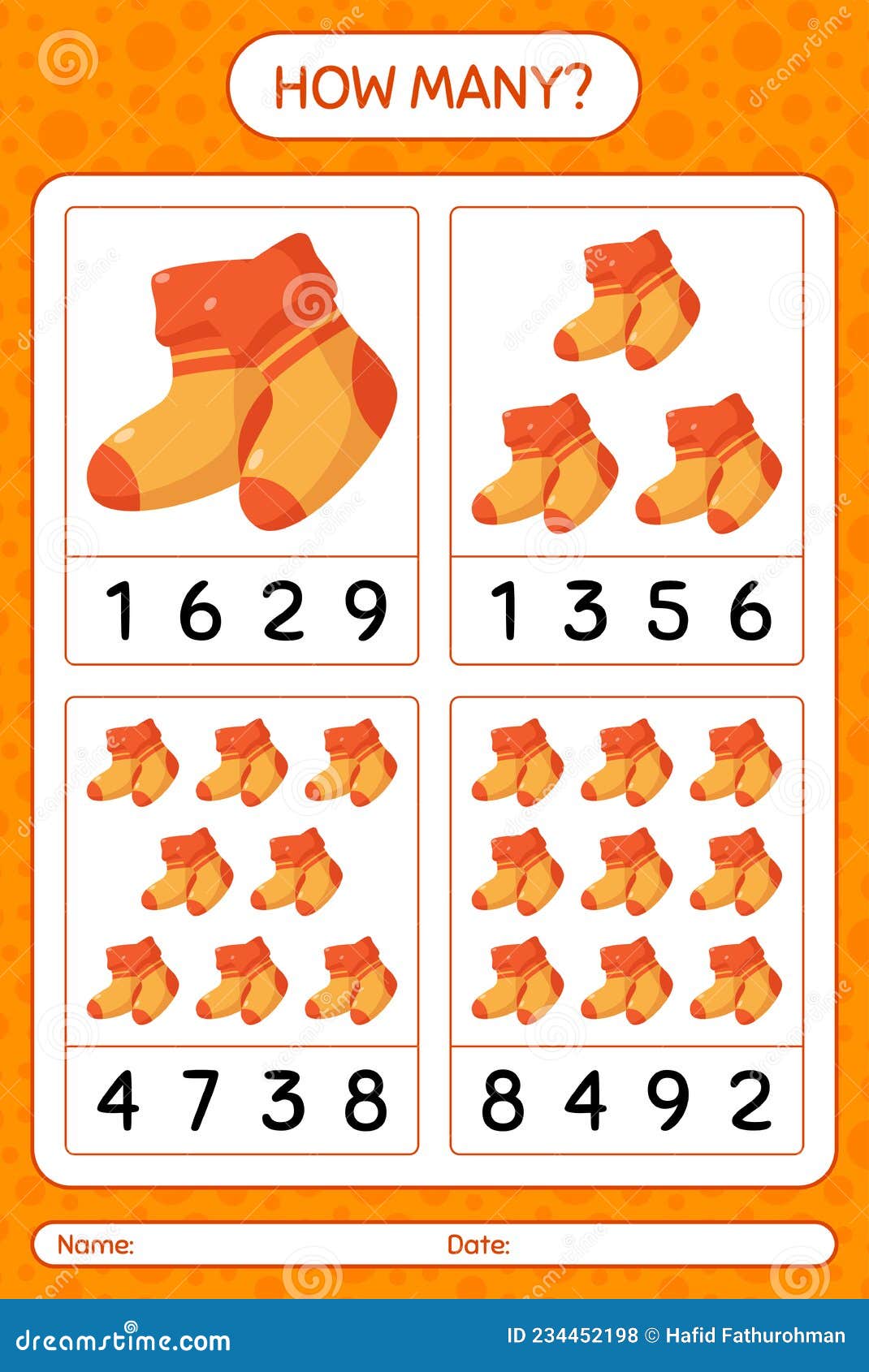 How Many Counting Game with Sock. Worksheet for Preschool Kids, Kids ...
