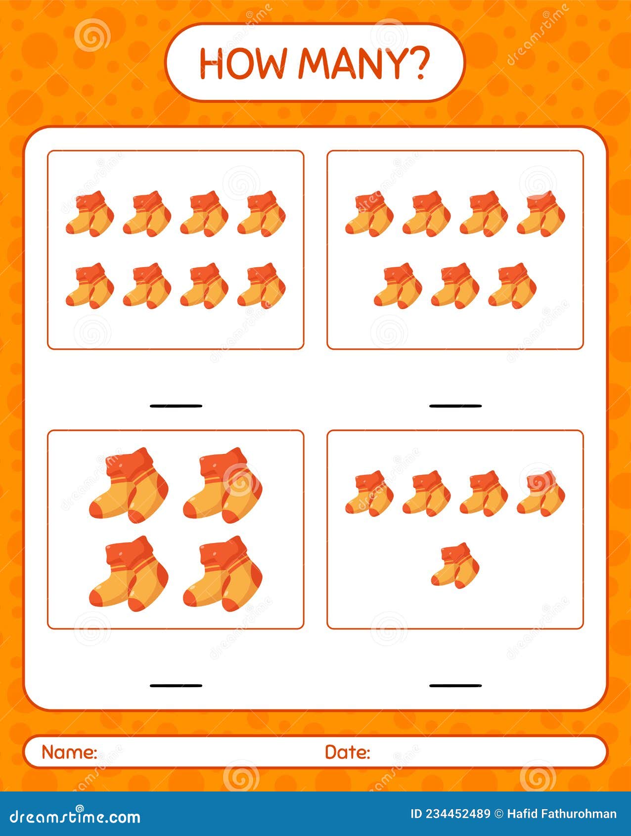 How Many Counting Game with Sock. Worksheet for Preschool Kids, Kids ...