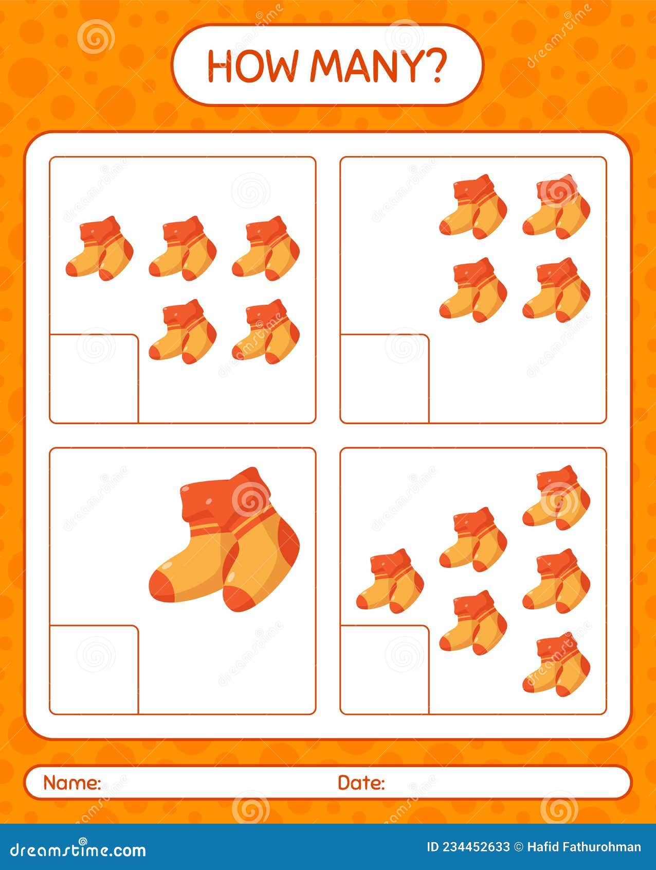 How Many Counting Game with Sock. Worksheet for Preschool Kids, Kids ...