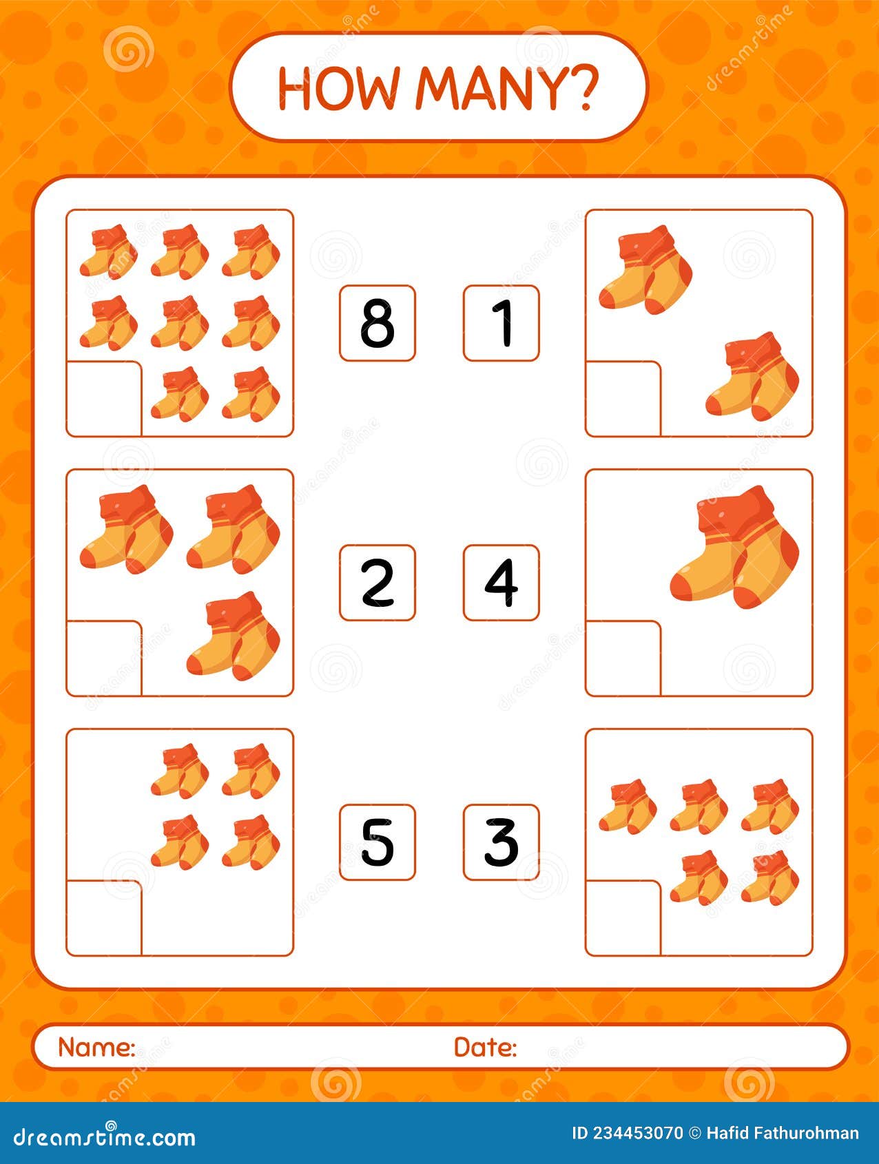 How Many Counting Game with Sock. Worksheet for Preschool Kids, Kids ...