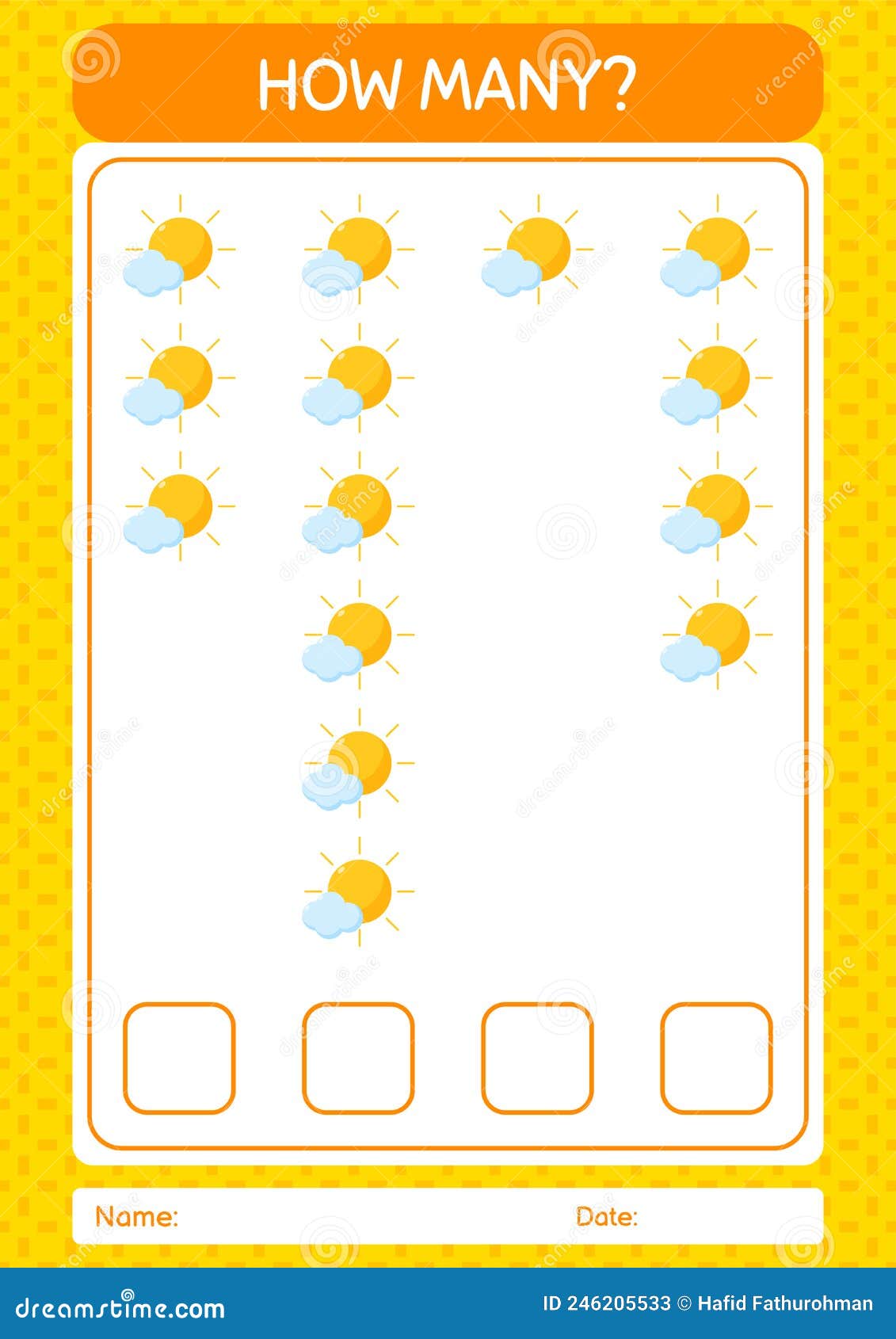 How Many Counting Game With Sun. Worksheet For Preschool Kids, Kids ...