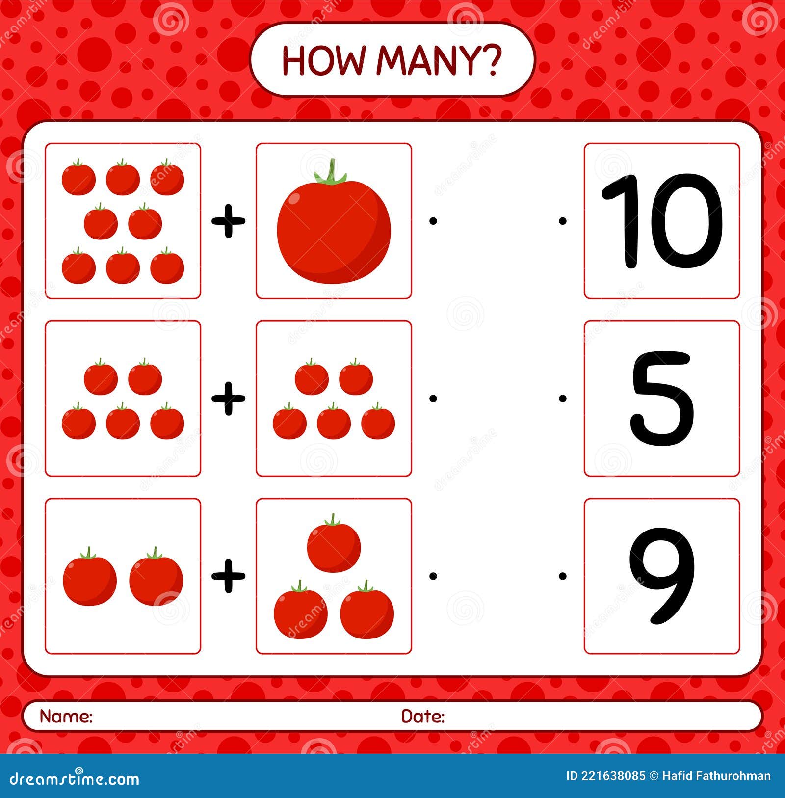 How Many Counting Game with Tomato. Worksheet for Preschool Kids, Kids ...
