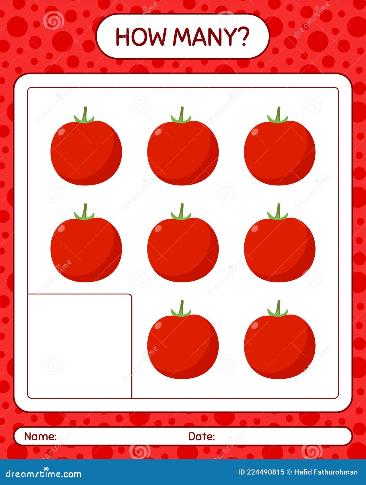 How Many Counting Game with Tomato. Worksheet for Preschool Kids, Kids ...